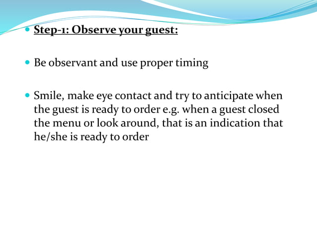 The art of Order Taking | PPTX | Bars & Restaurants | Attractions