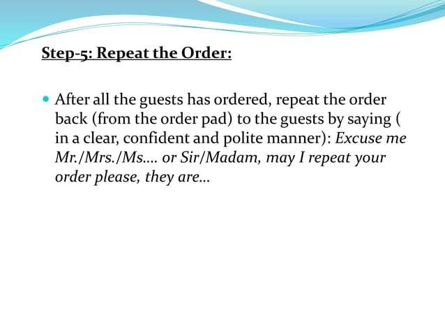 The art of Order Taking | PPTX | Bars & Restaurants | Attractions