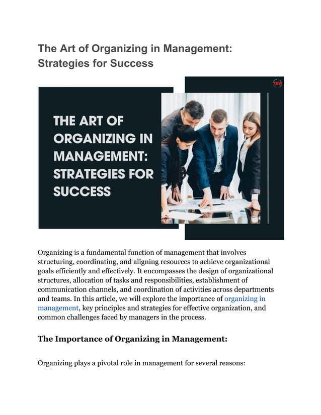 The Art of Organizing in Management_ Strategies for Success.pdf