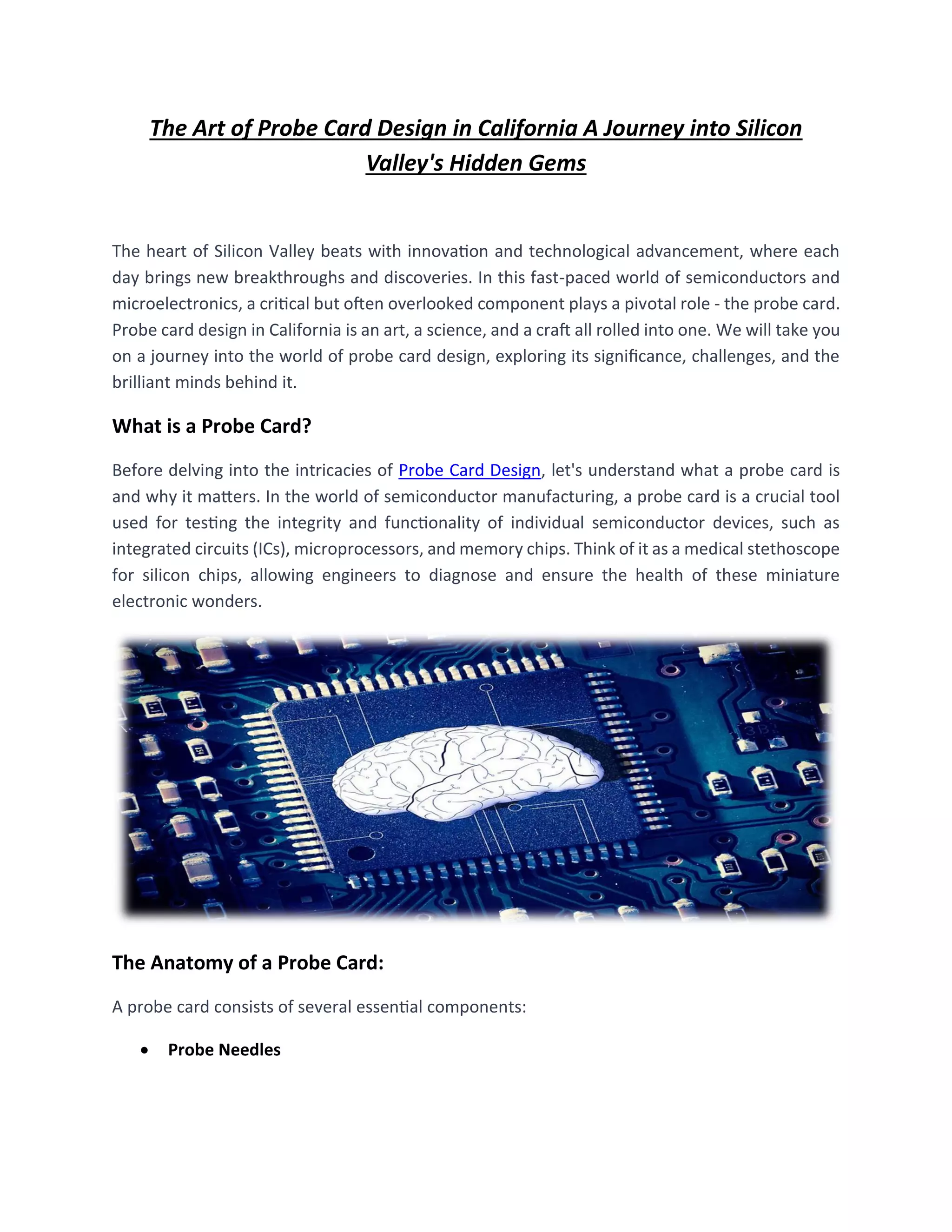 The Art of Probe Card Design in California A Journey into Silicon ...