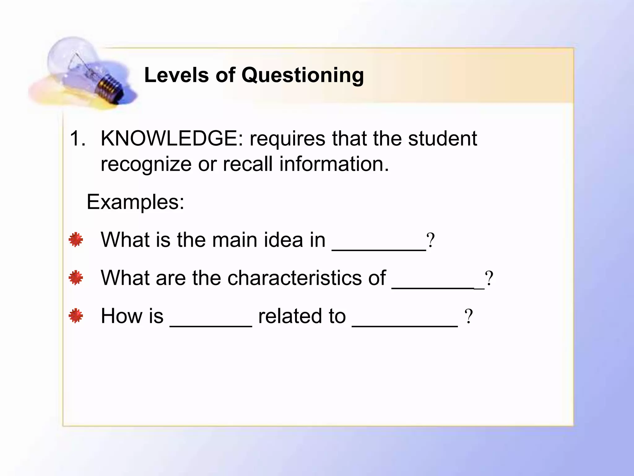 The art of questioning | PPTX