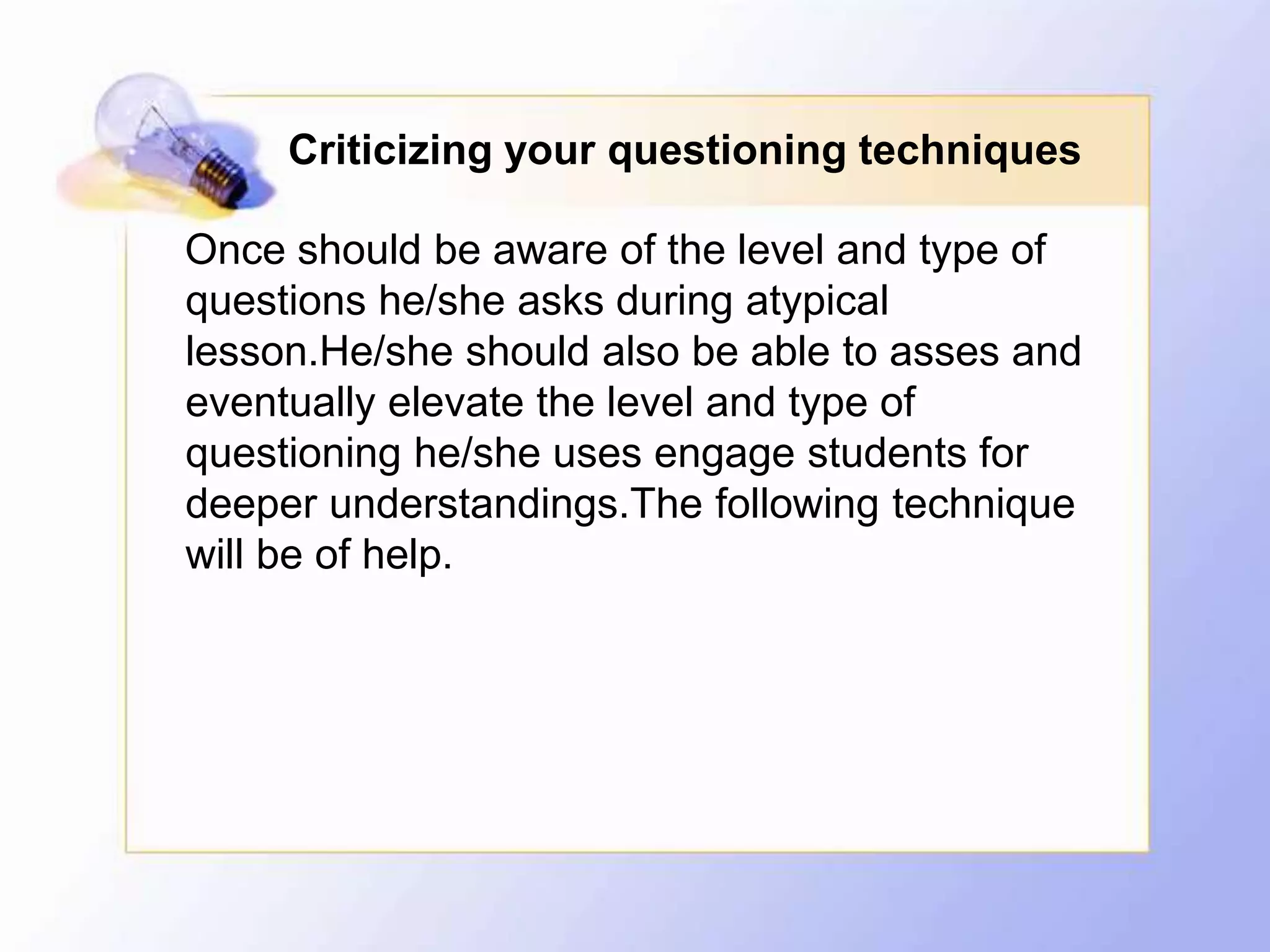 The art of questioning | PPTX