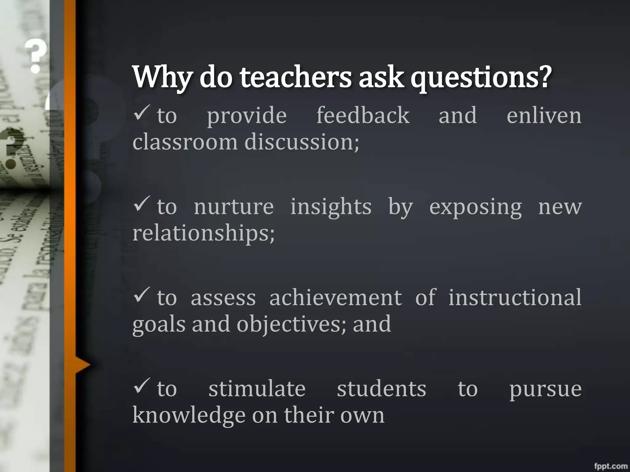 The Art of Questioning : Teacher’s Role | PPTX