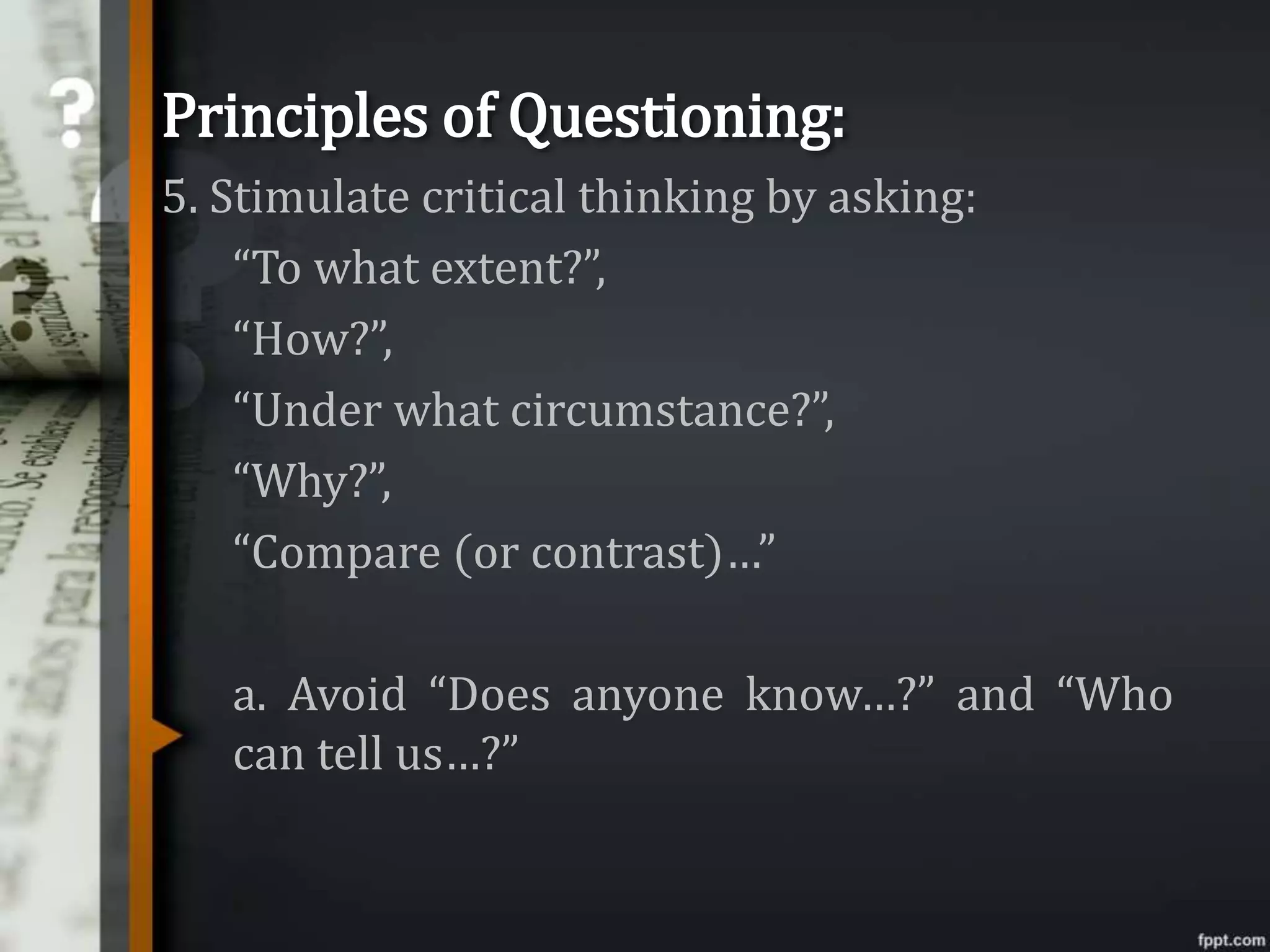 The Art of Questioning : Teacher’s Role | PPTX