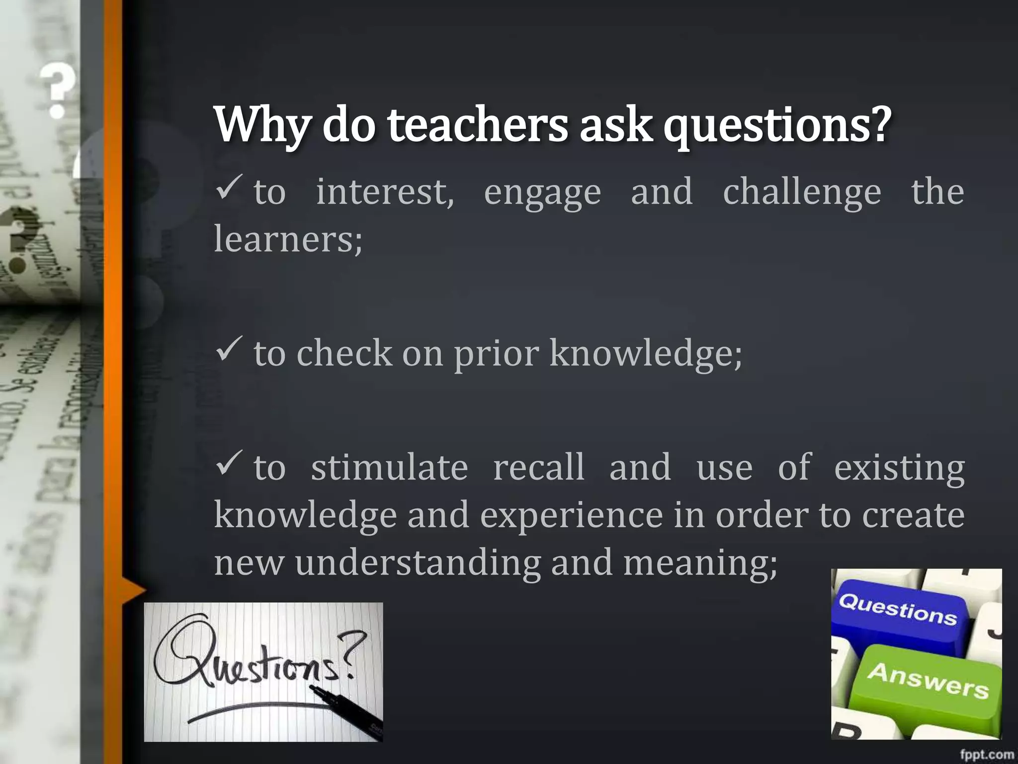 The Art of Questioning : Teacher’s Role | PPTX