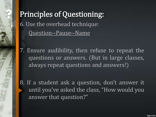 The Art of Questioning : Teacher’s Role | PPTX