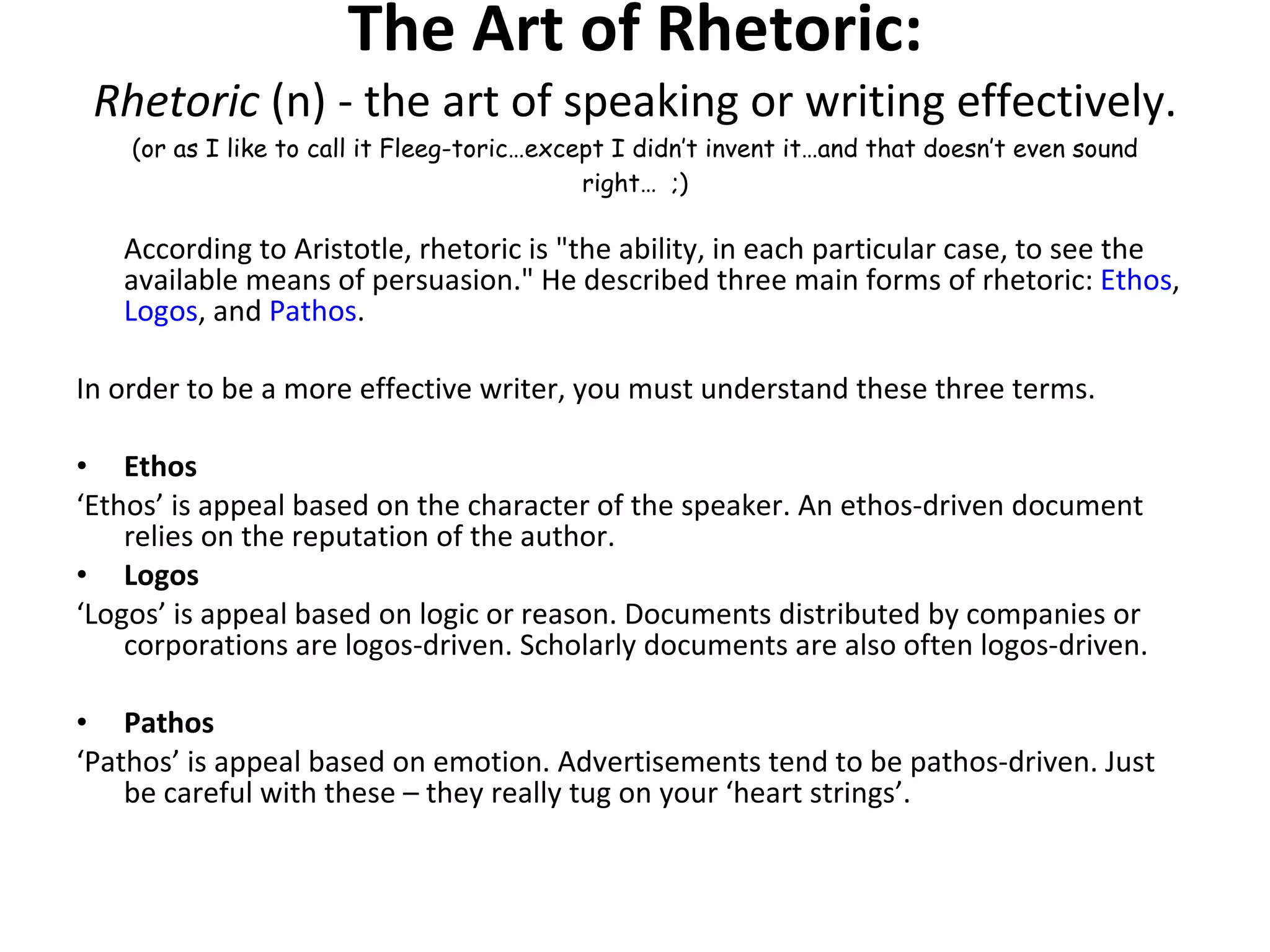 The art of rhetoric | PPT