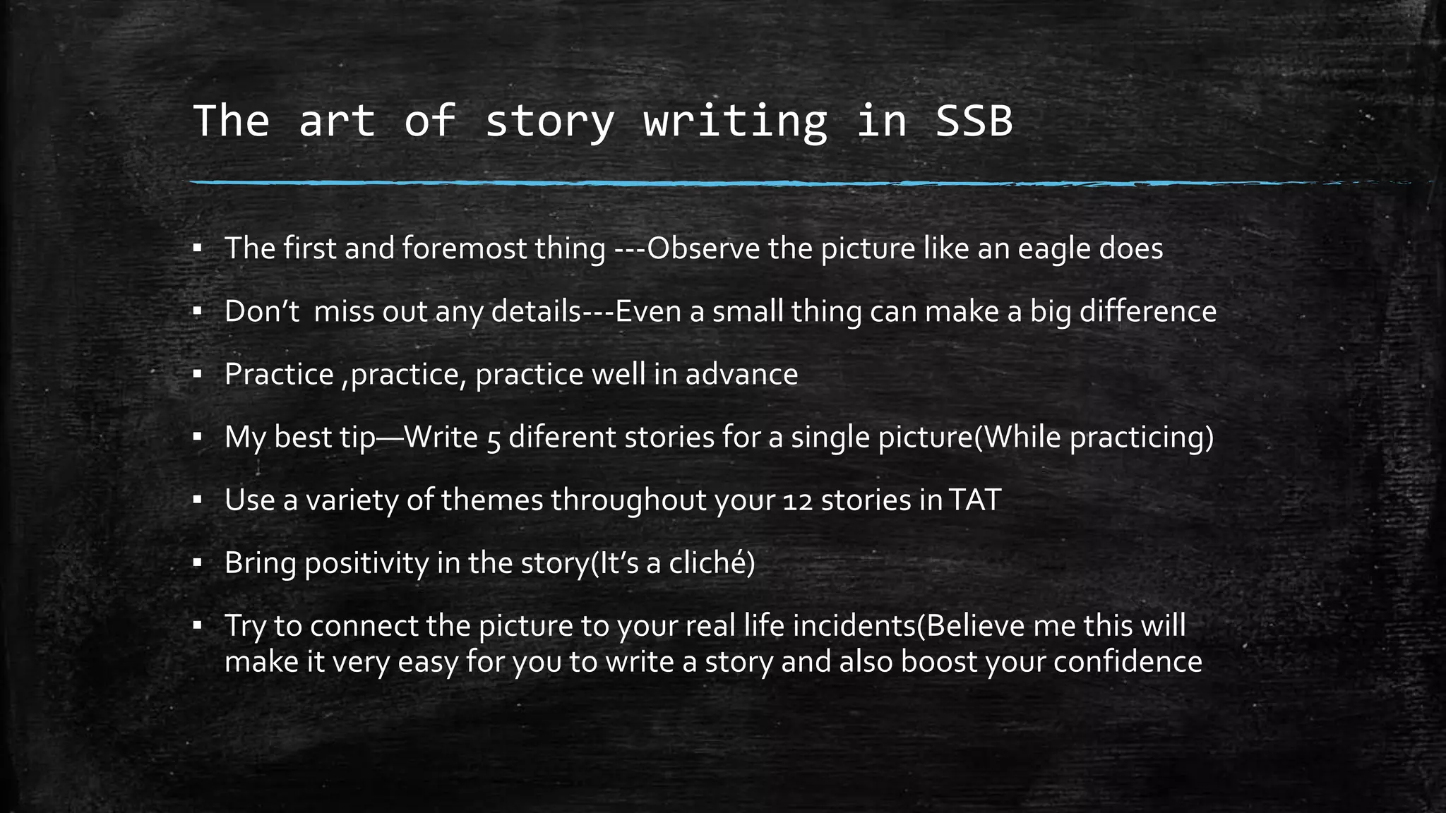 The art of story writing for PPDT and TAT in SSB | PPTX