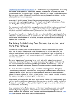 The Art of the Horror Movie - Unveiling the Secrets Behind Creating ...