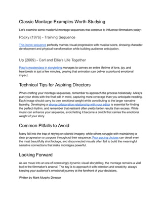The Art of the Montage - Creating Meaningful Sequences | PDF