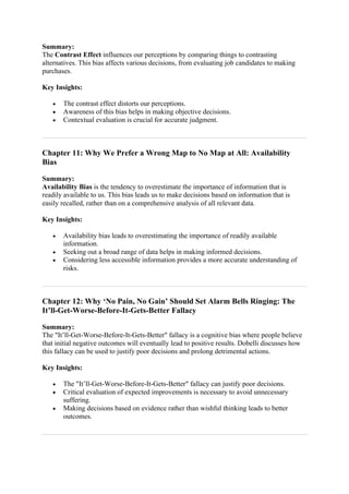 The Art of Thinking Clearly by Rolf Dobelli - Book Summary | PDF