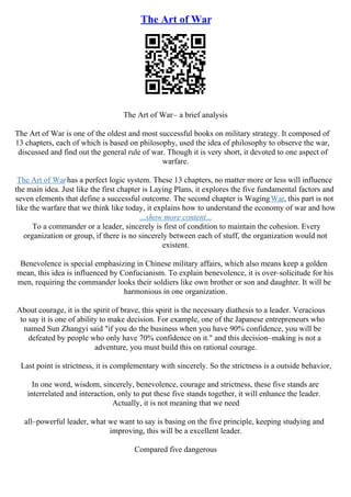 The Art Of War Essay | PDF