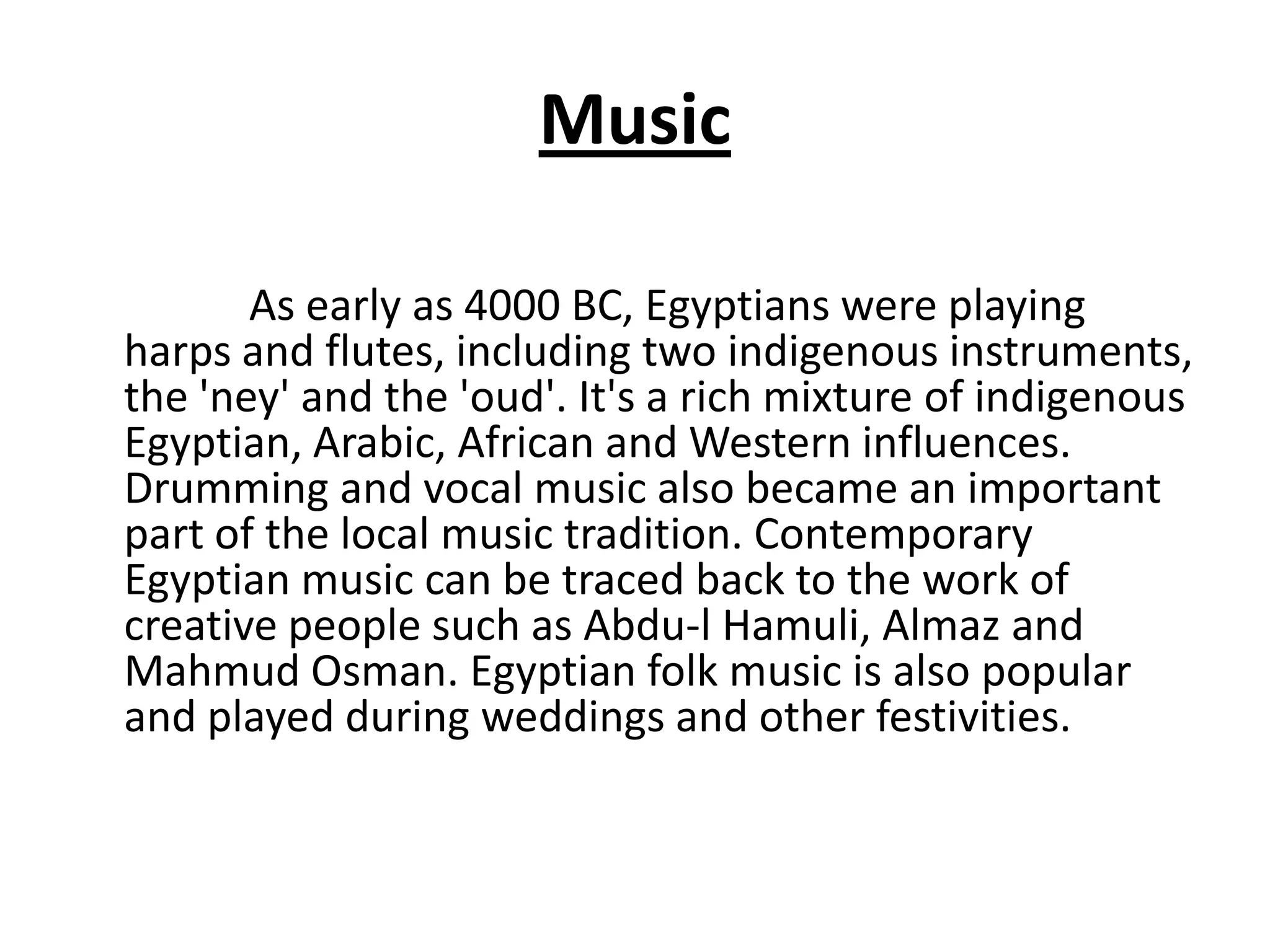 The arts and culture of egypt | PPTX