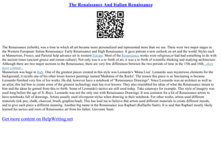 The Arts In Italian Renaissance Essay | PPT