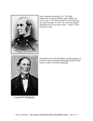The ARWLHC Project On Colonel Frederick Hambright | PDF