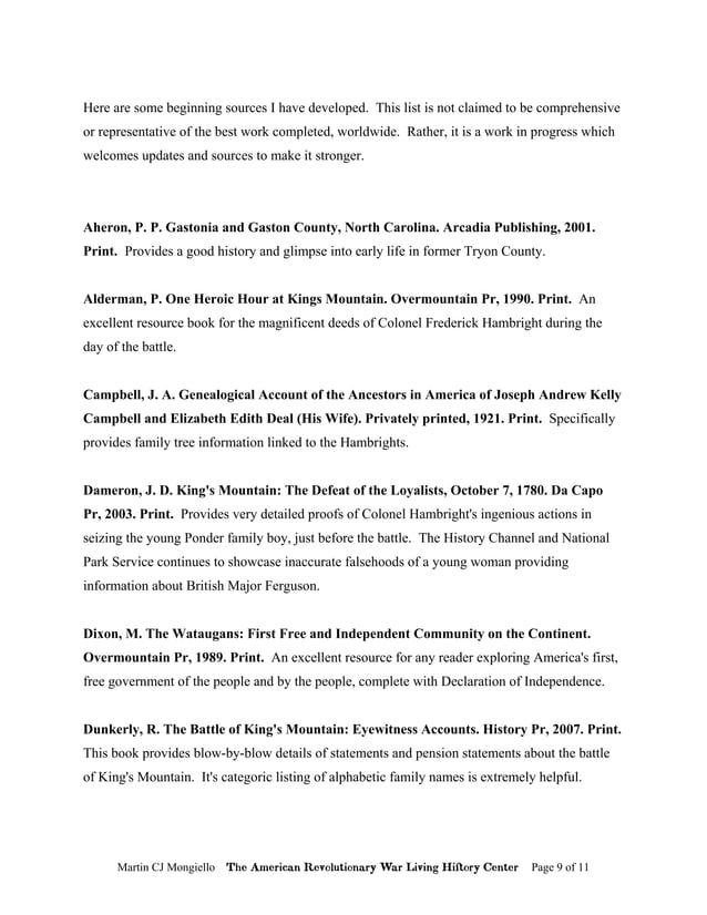 The ARWLHC Project On Colonel Frederick Hambright | PDF