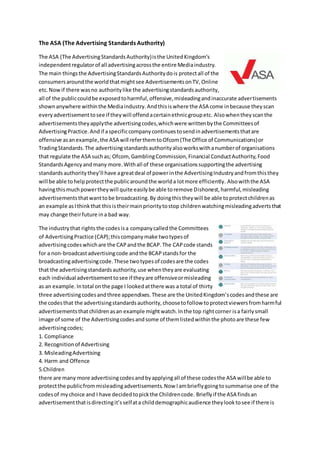 The ASA (Advertising Standards Authority) | DOCX
