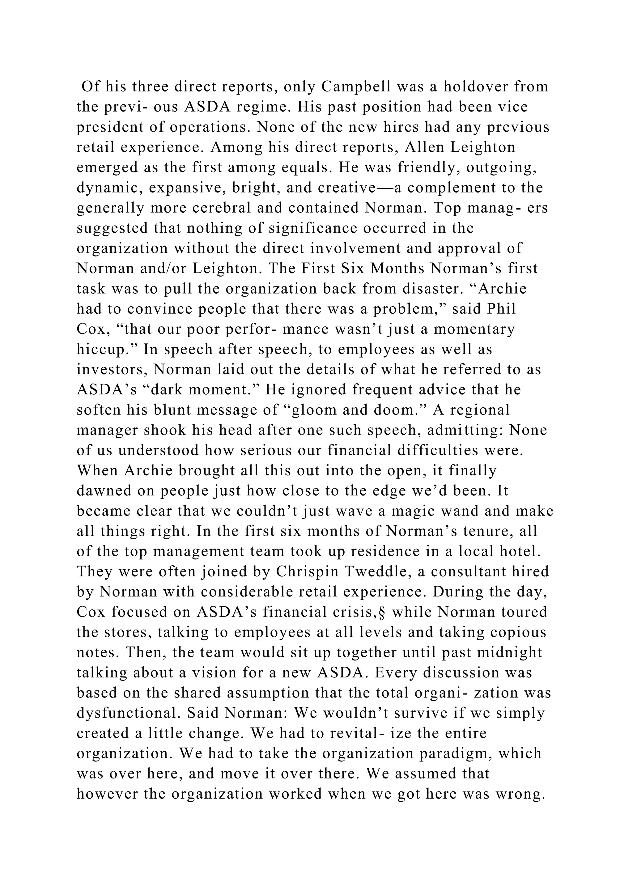 THE ASDA WAY OF WORKING ASDA, The grocery store chain that Archi.docx