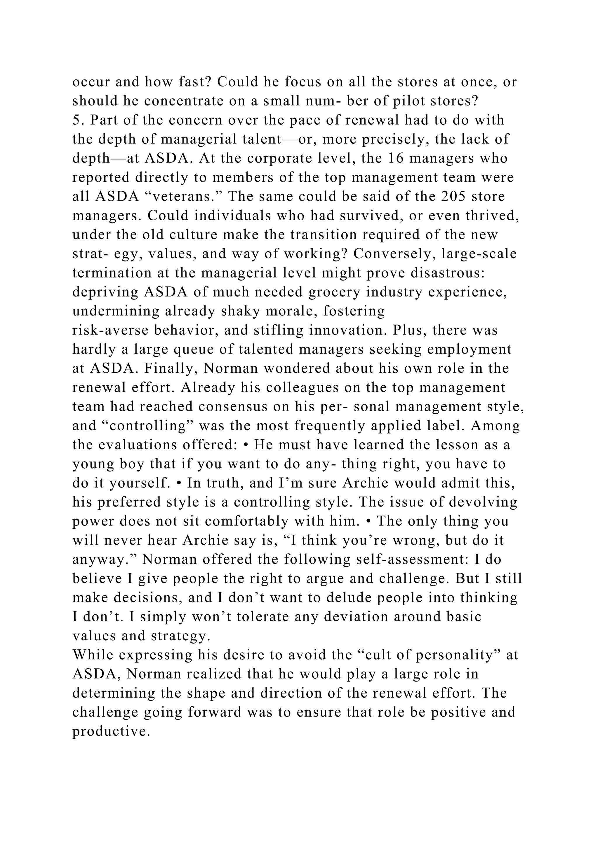 THE ASDA WAY OF WORKING ASDA, The grocery store chain that Archi.docx