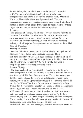 THE ASDA WAY OF WORKING ASDA, The grocery store chain that Archi.docx