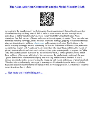 The Asian American Community And The Model Minority Myth | PDF