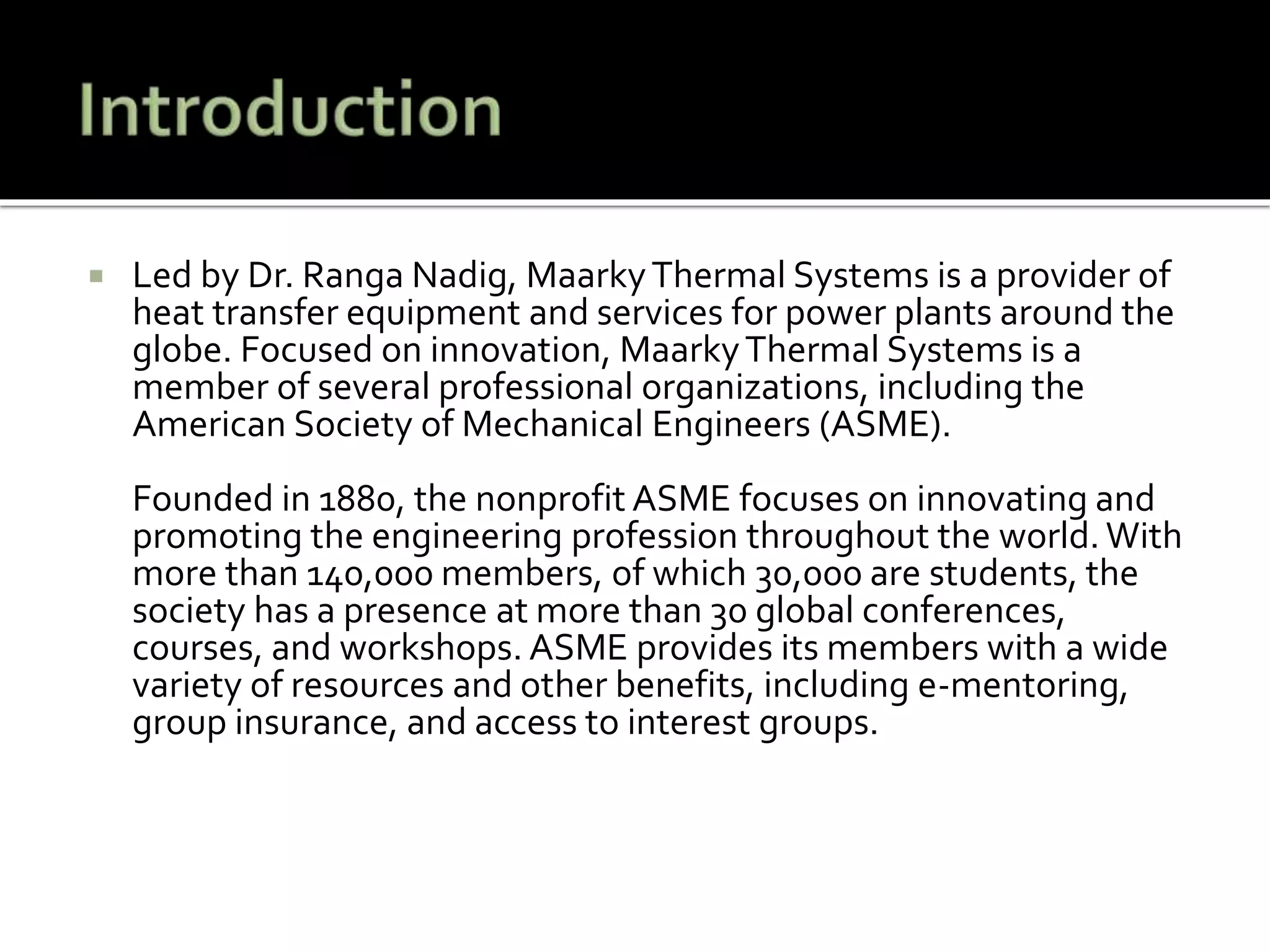 The ASME - Supporting Mechanical Engineers | PPTX