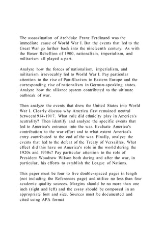 The assassination of Archduke Franz Ferdinand was the immediate | PDF