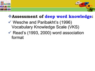 The assessment of deep word knowledge in young learners | PPT