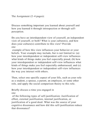 The Assignment (2–4 pages)Discuss something important you lea.docx