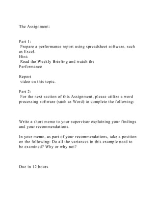 The AssignmentPart 1 Prepare a performance report using sp.docx ...