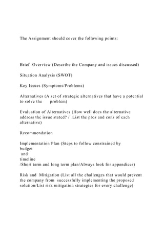The Assignment should cover the following pointsBrief.docx