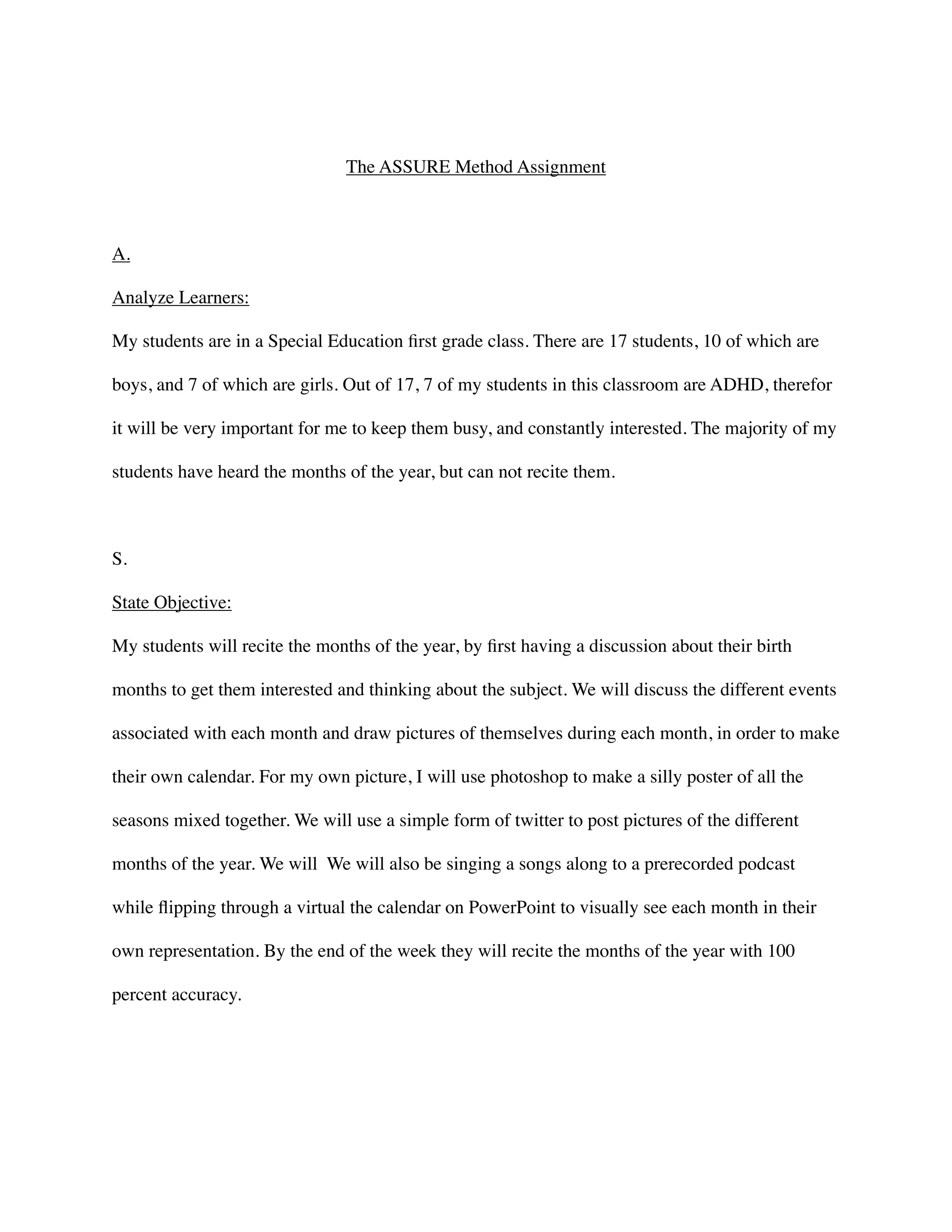 ASSURE Method Assignment | PDF