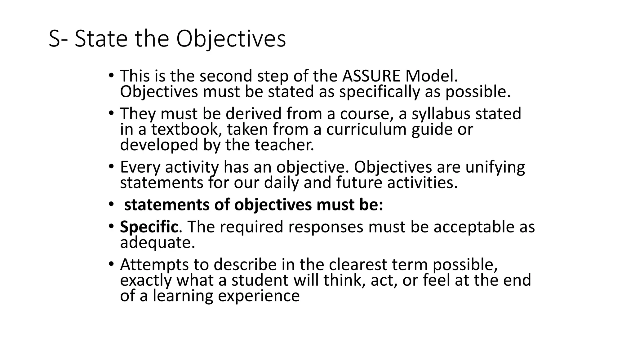 The ASSURE Model model of learning model of learning model of learning ...