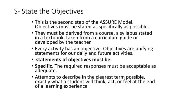The ASSURE Model model of learning model of learning model of learning ...