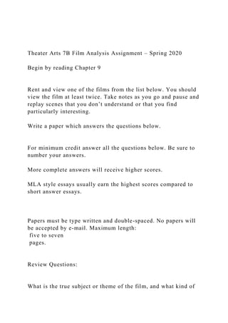 Theater Arts 7B Film Analysis Assignment – Spring 2020Begin .docx