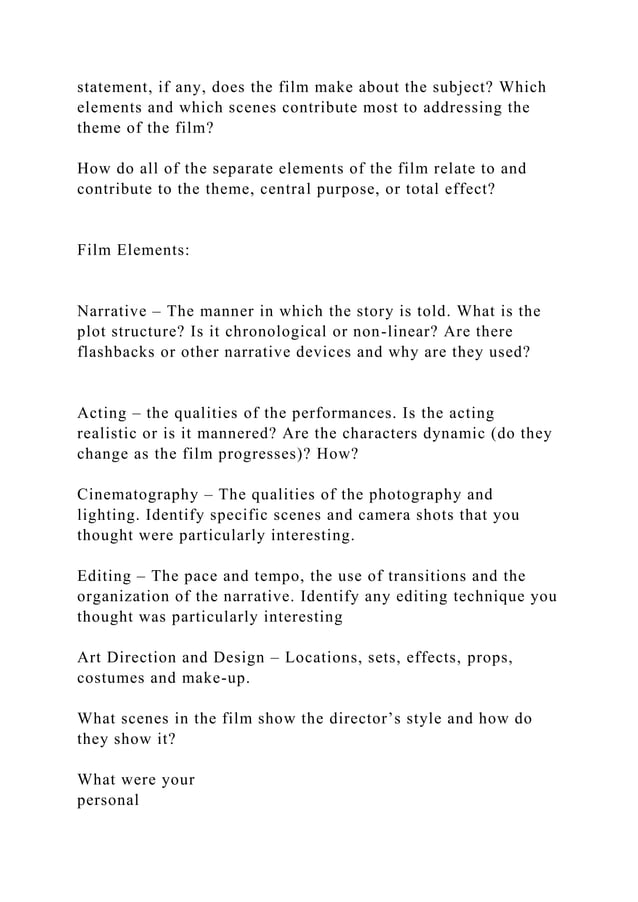 Theater Arts 7B Film Analysis Assignment – Spring 2020Begin .docx ...