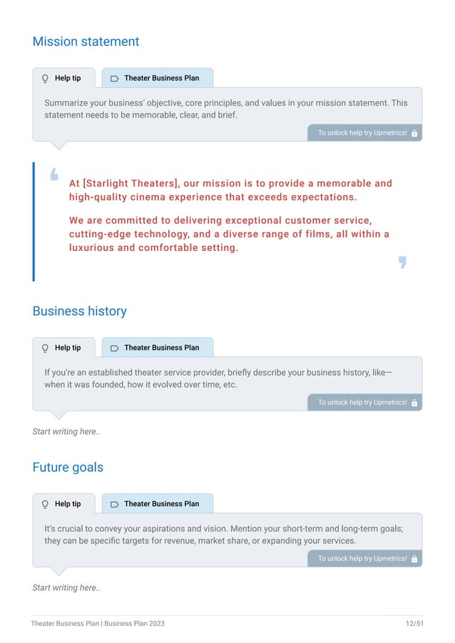 Theater Business Plan Example | Upmetrics | PDF | Business Accounting ...