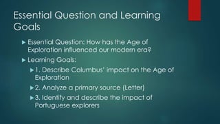 The atlantic world lesson 1 (columbus and explorers) | PPT