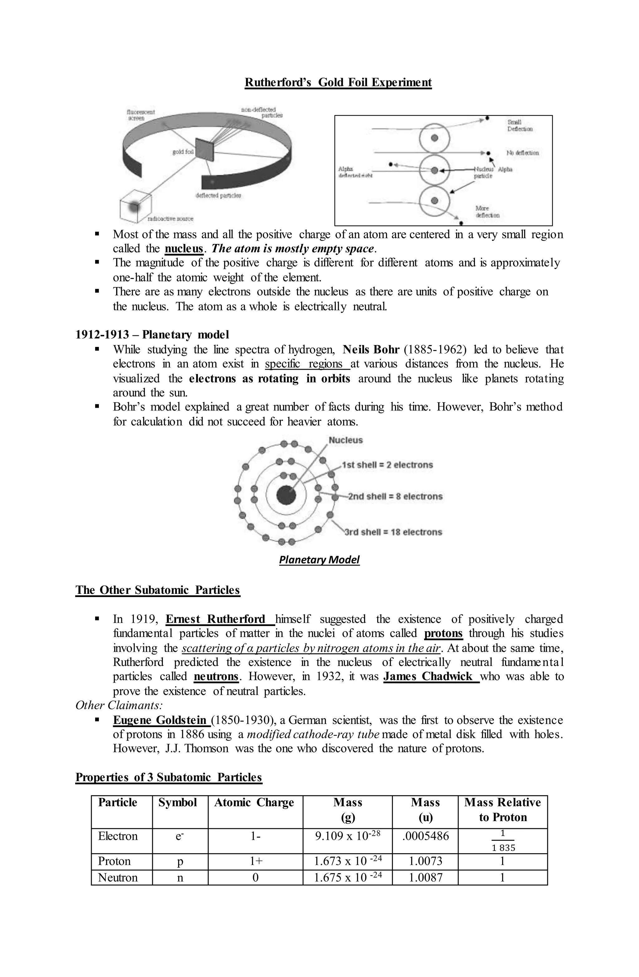 The atom (handouts) | DOCX