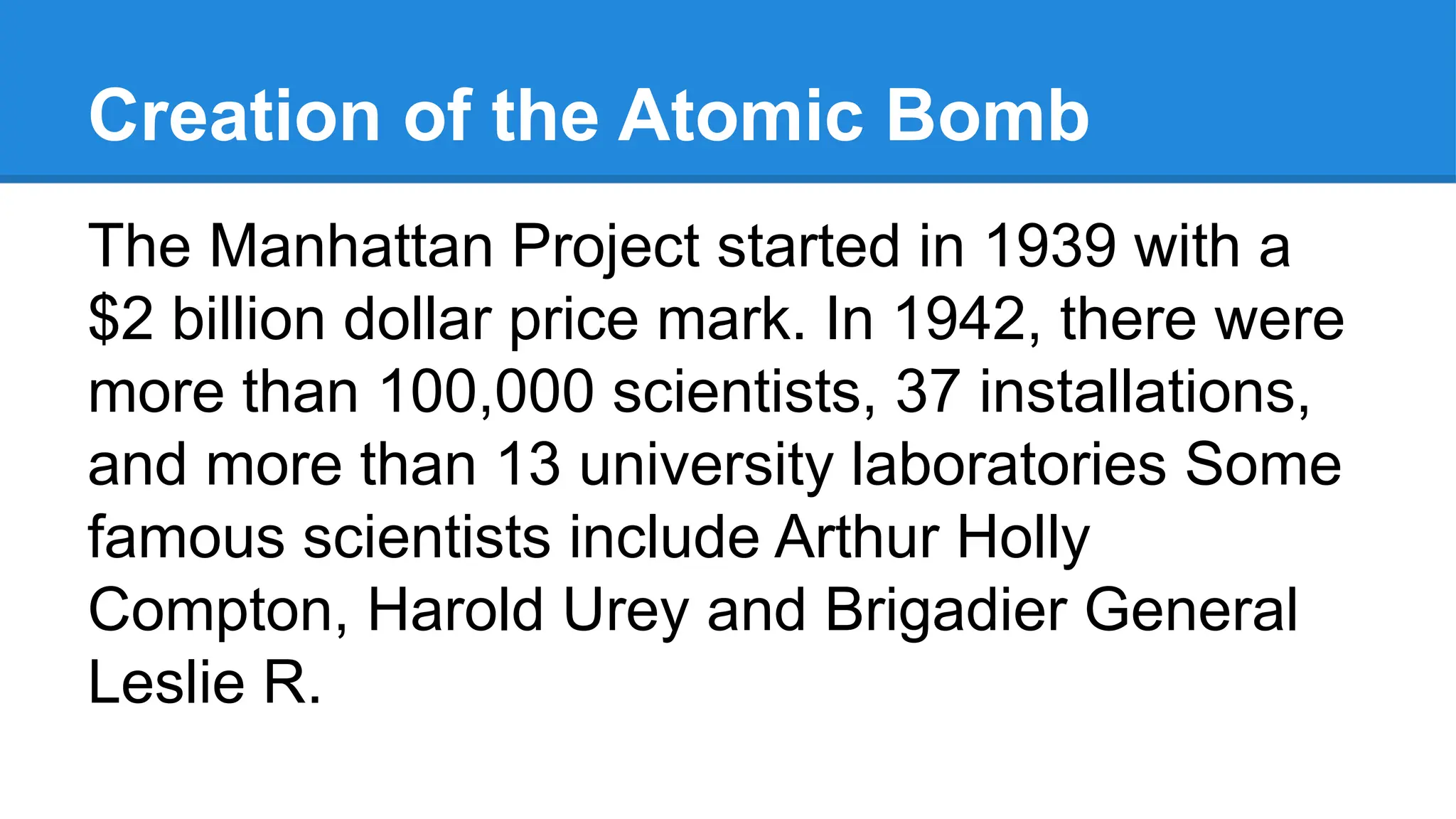 The Atomic Bombs, powerpoint presentation | PPTX