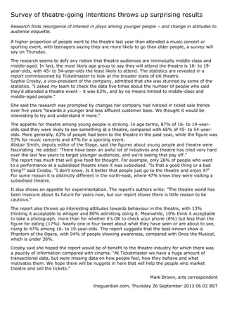 Theatre going survey results | PDF