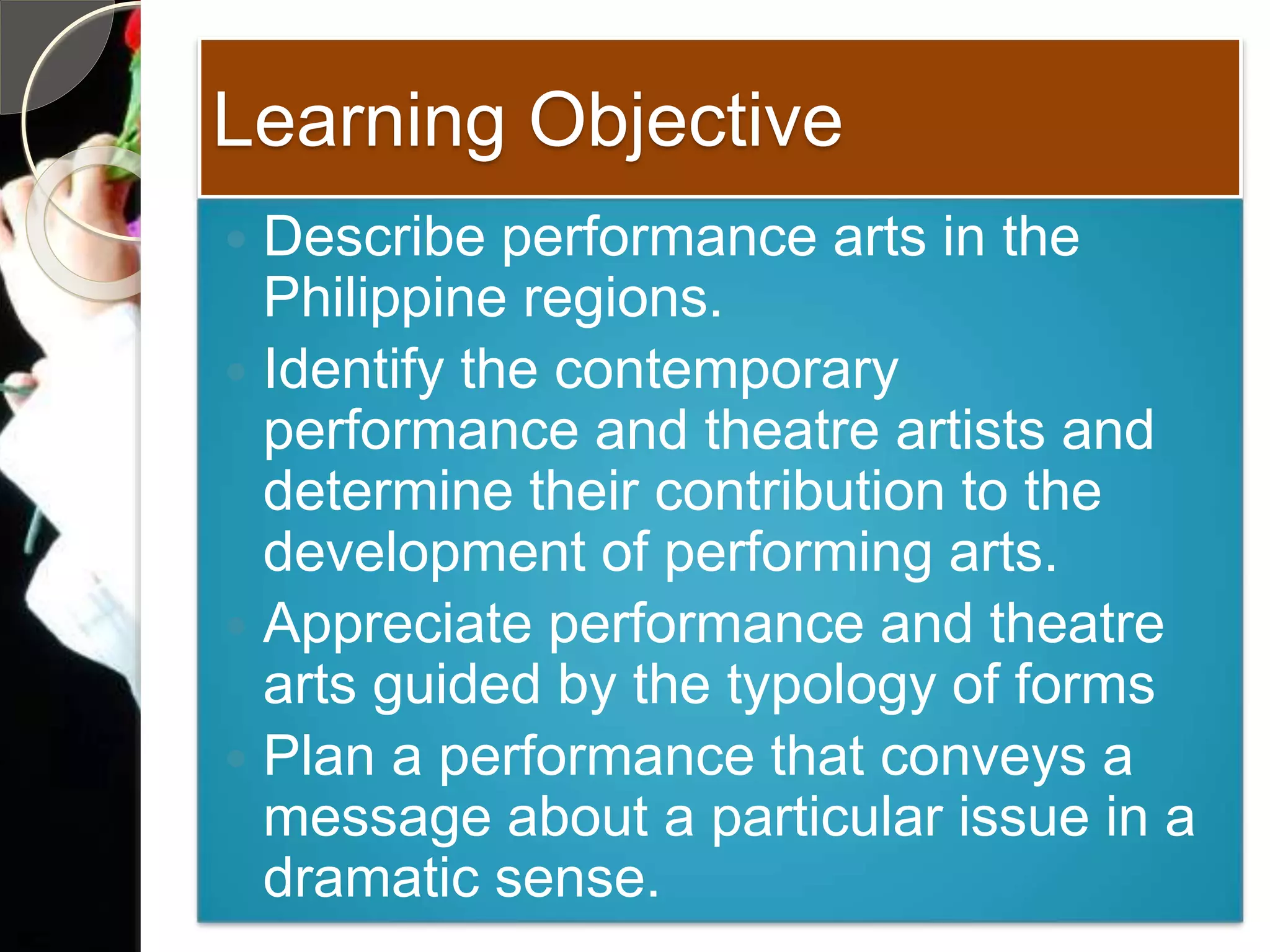 Theatre and performance arts on stage and on | PPTX