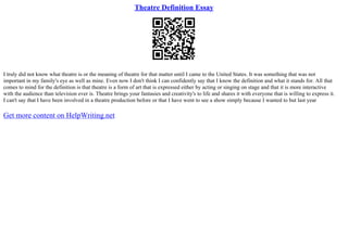 Theatre Definition Essay | PDF