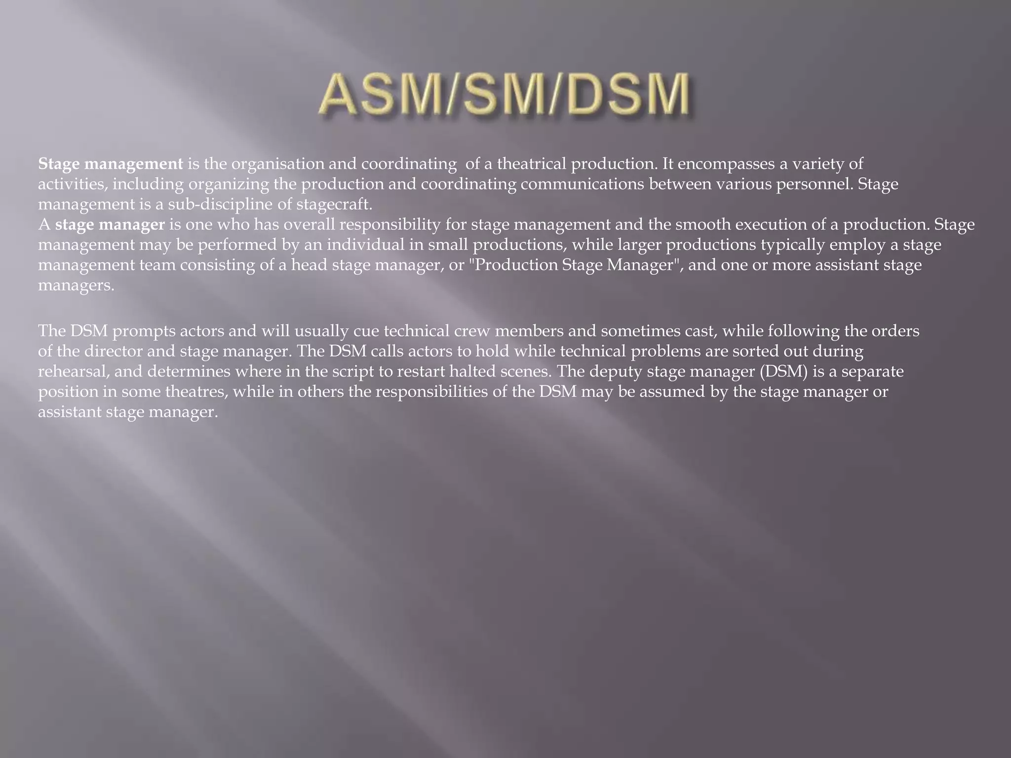 Theatre job roles | PPT