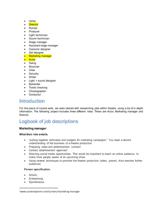 Theatre jobs booklet | PDF