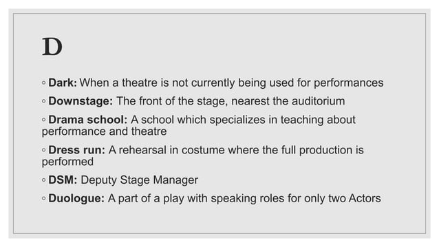 Theatre language, terms and definition | PPTX | Theater Venues ...
