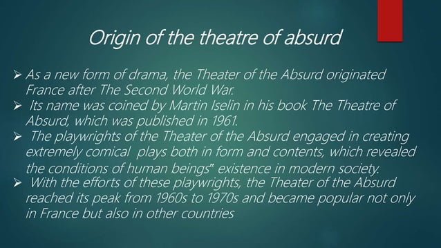 Theatre of absurd | PPTX | Drama | Genres