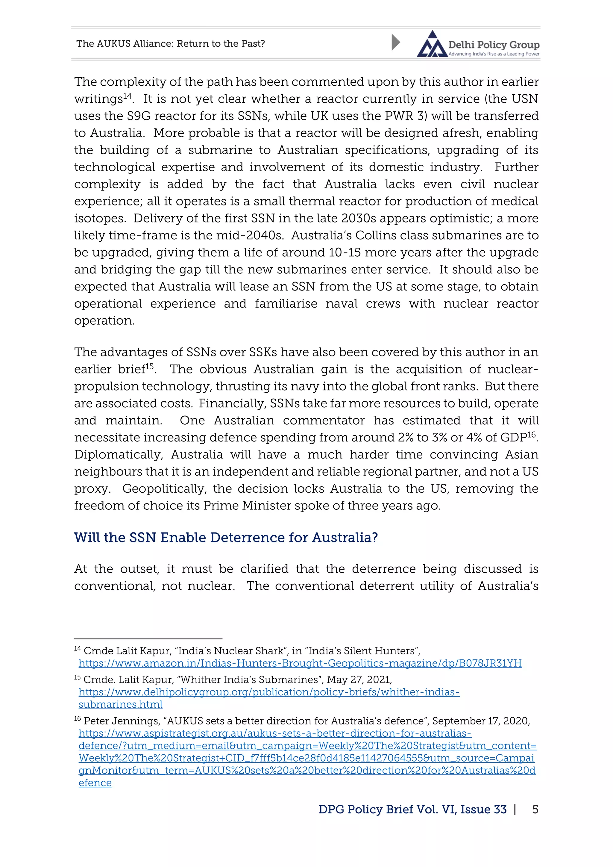 The aukus alliance return to the past | PDF