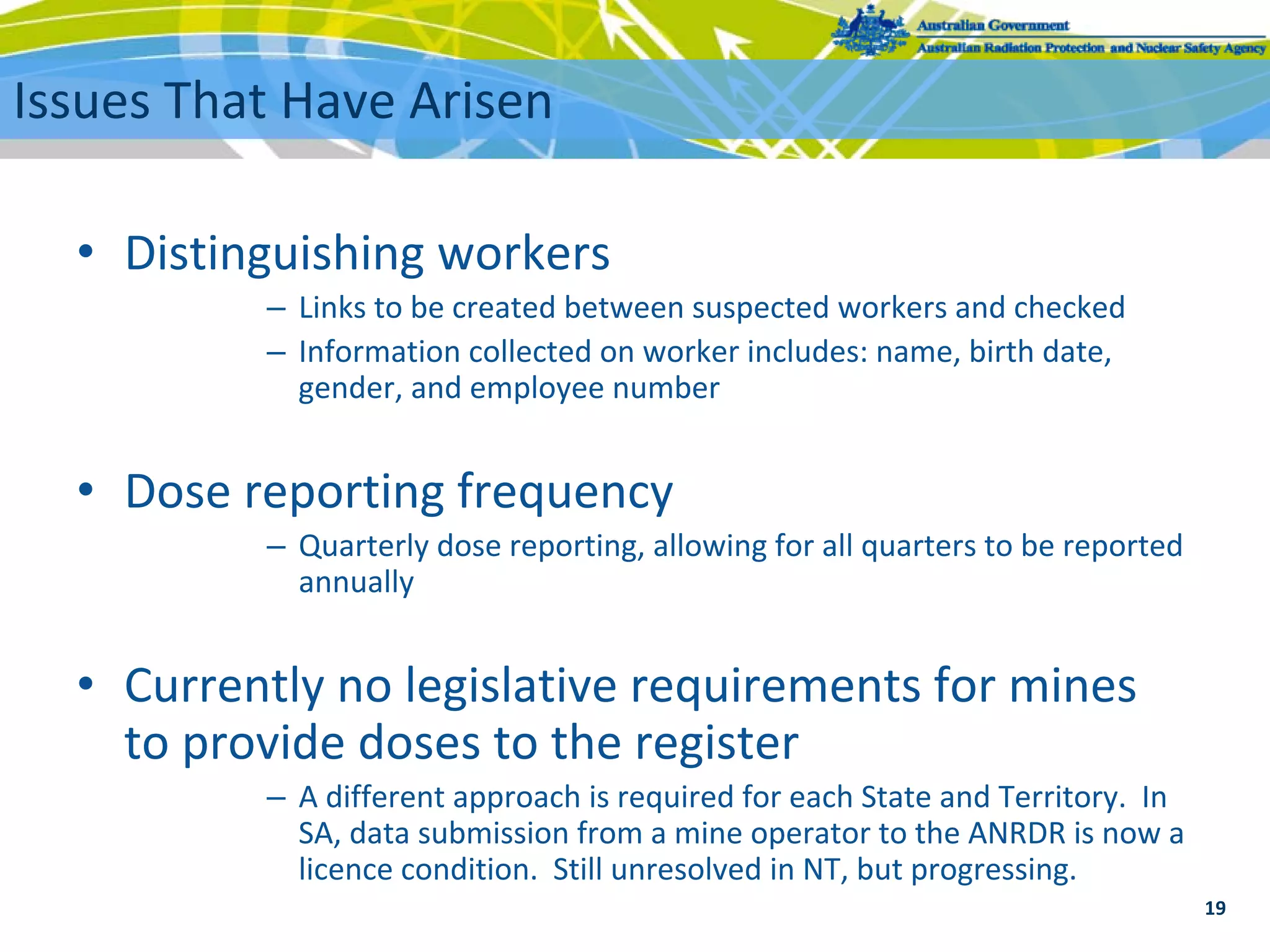 The australian national radiation dose register for uranium workers ...
