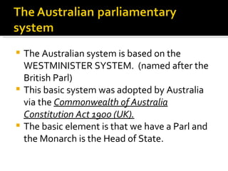 The Australian Parliamentary System | PPT